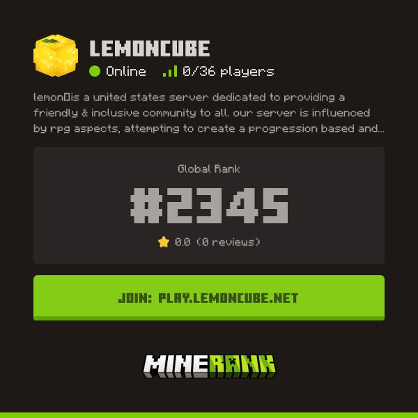 LEMONcube Server IP, Reviews and Vote Link - Minerank