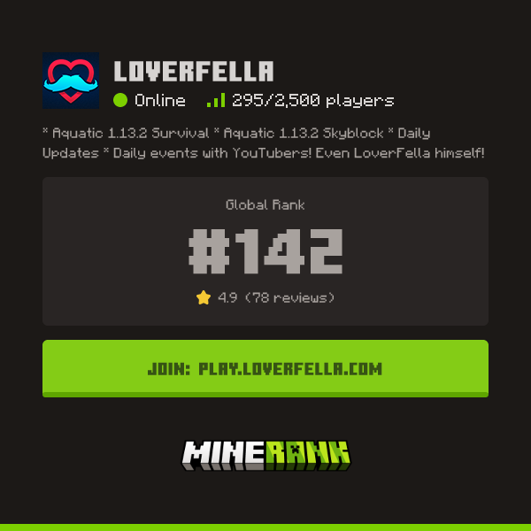 LoverFella Server IP, Reviews and Vote Link - Minerank