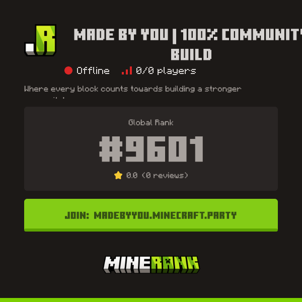 Made by You | 100% Community Build Server IP, Reviews and Vote Link ...