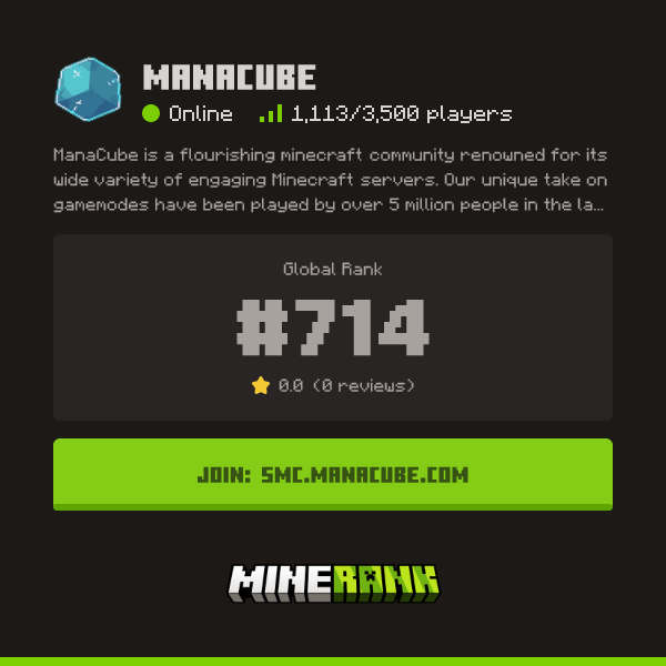 ManaCube Server IP, Reviews and Vote Link - Minerank