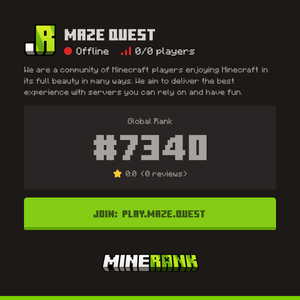 Maze Quest Server IP, Reviews and Vote Link - Minerank