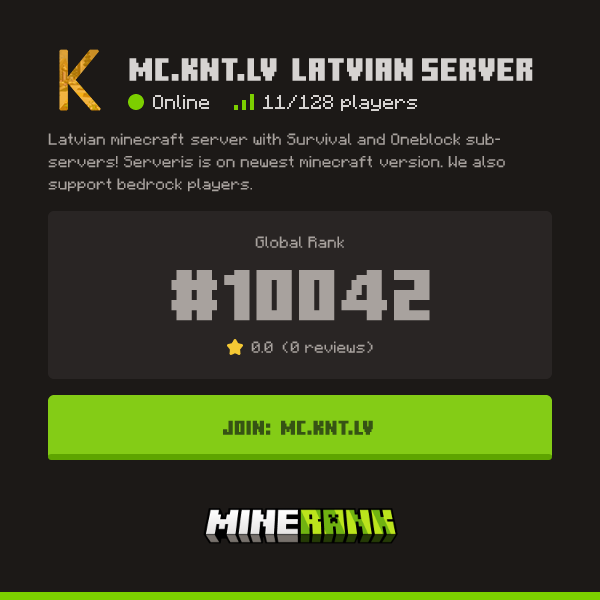 MC.KNT.LV Latvian server Server IP, Reviews and Vote Link - Minerank