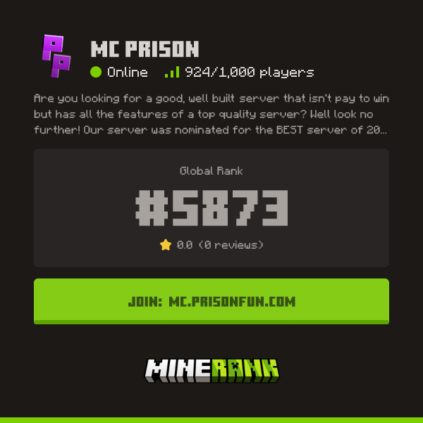 MC Prison Server IP, Reviews and Vote Link - Minerank