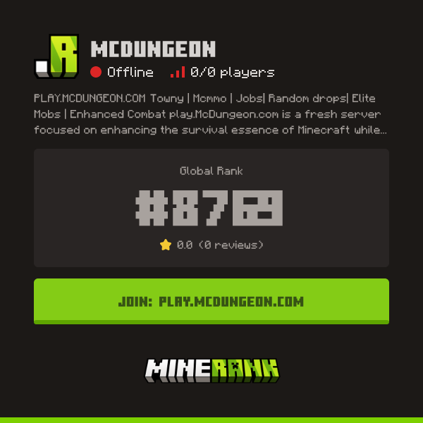 McDungeon Server IP, Reviews and Vote Link - Minerank