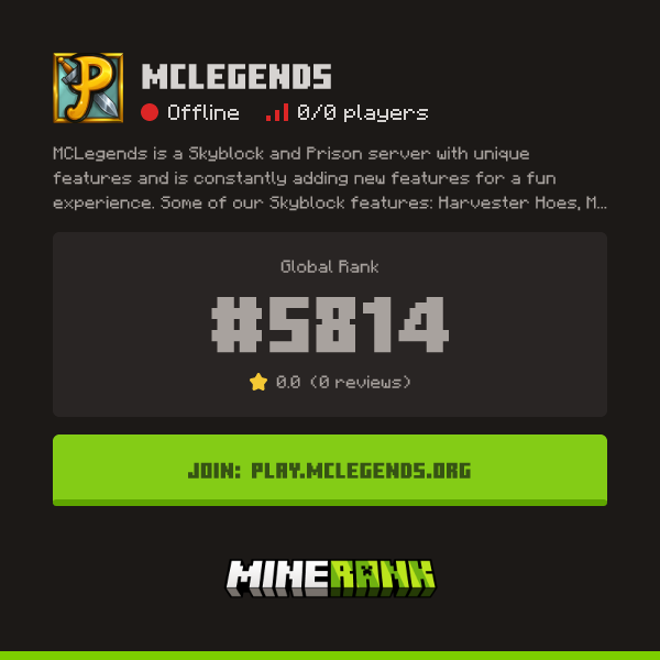 MCLegends Server IP, Reviews and Vote Link - Minerank