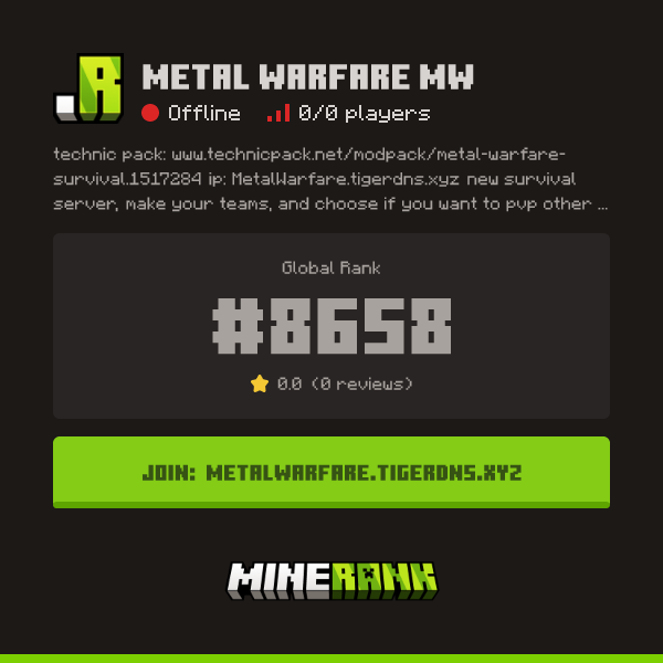 Metal Warfare MW Server IP, Reviews and Vote Link - Minerank