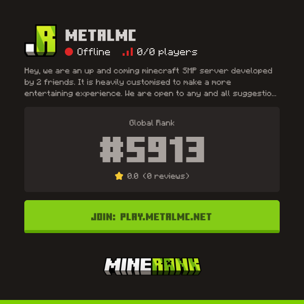 MetalMc Server IP, Reviews and Vote Link - Minerank