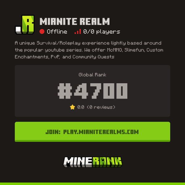 Mianite Realm Server IP, Reviews and Vote Link - Minerank