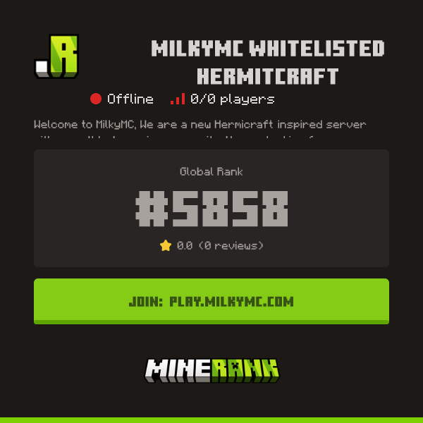MilkyMC Whitelisted Hermitcraft Server IP, Reviews and Vote Link - Minerank