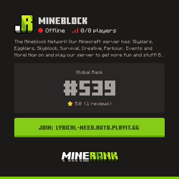 Mineblock Server IP, Reviews and Vote Link - Minerank