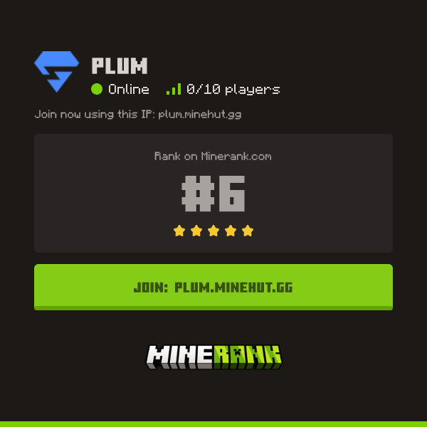 PLUM Minecraft Server IP, Reviews and Vote Link - Minerank