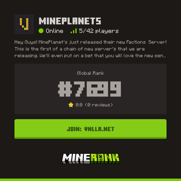 MinePlanets Server IP, Reviews and Vote Link - Minerank