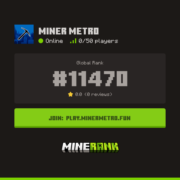 Miner Metro Server IP, Reviews and Vote Link - Minerank