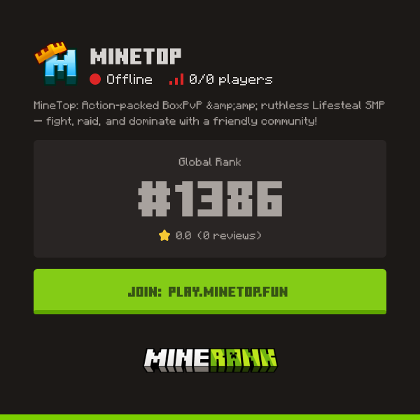 MineTop Server IP, Reviews and Vote Link - Minerank