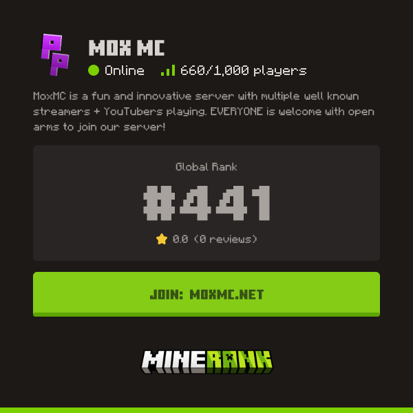 Mox MC Server IP, Reviews and Vote Link - Minerank