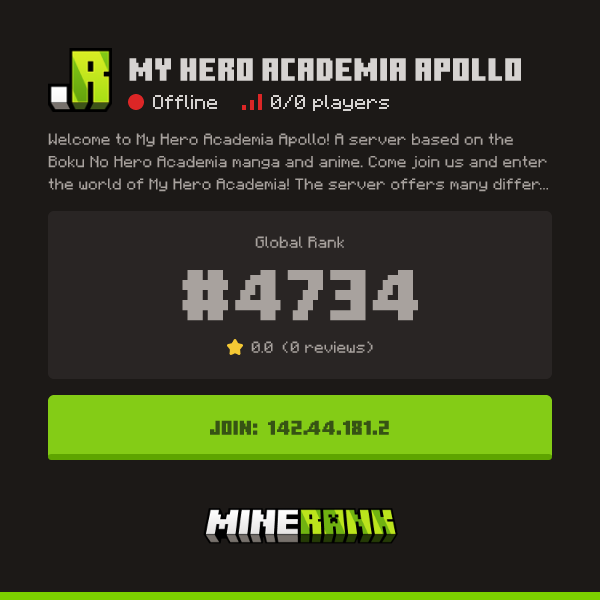My Hero Academia Apollo Minecraft Server Reviews - Minerank