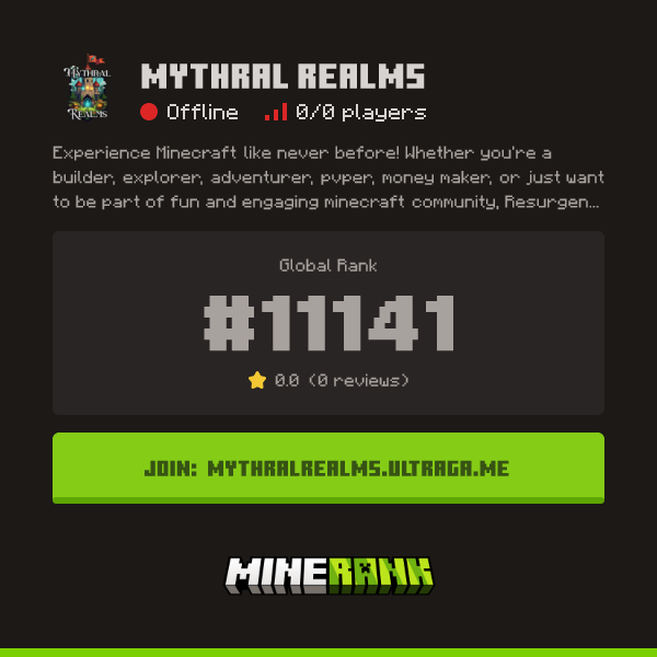 Mythral Realms Server IP, Reviews and Vote Link - Minerank