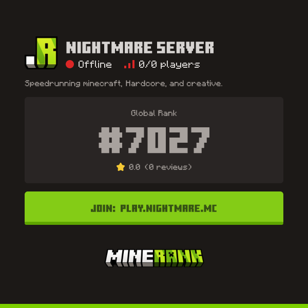 Nightmare Server Server IP, Reviews and Vote Link - Minerank