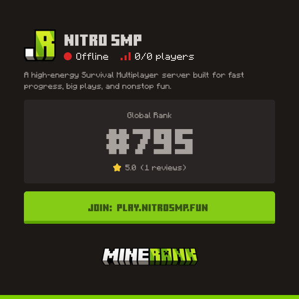 Nitro SMP Server IP, Reviews and Vote Link - Minerank