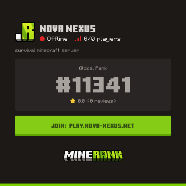Nova Nexus Server IP, Reviews and Vote Link - Minerank