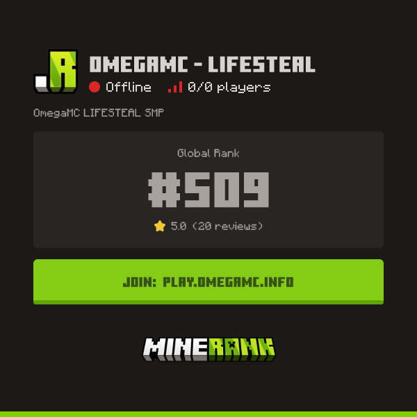 OmegaMC - Lifesteal Server IP, Reviews and Vote Link - Minerank