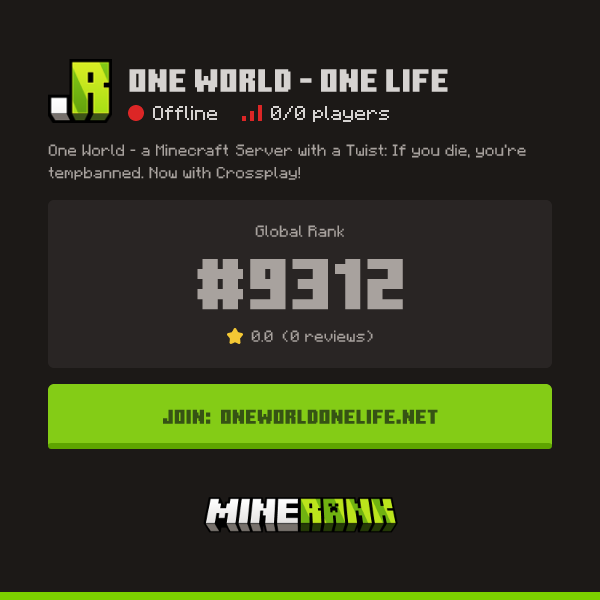 One World - One Life Server IP, Reviews and Vote Link - Minerank