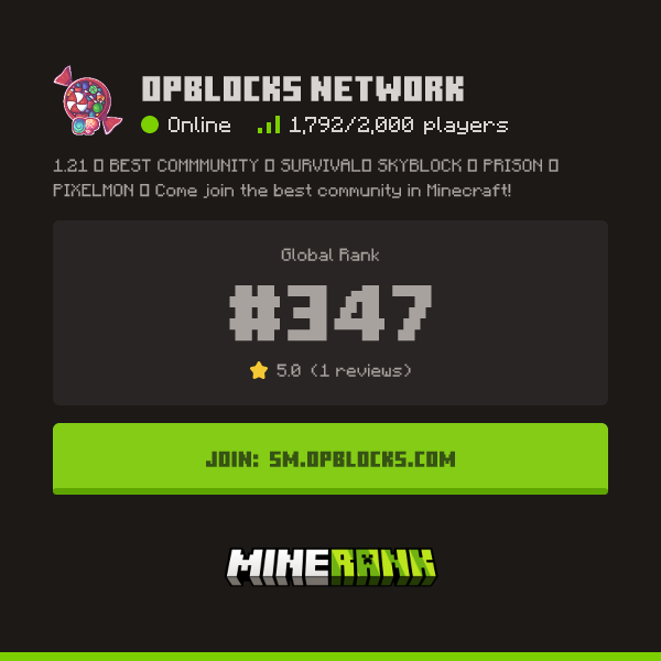 OPBlocks Network Server IP, Reviews and Vote Link - Minerank