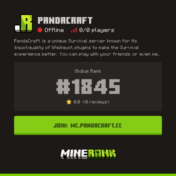 PandaCraft Server IP, Reviews and Vote Link - Minerank