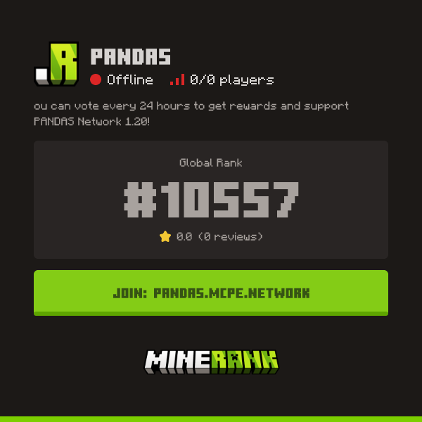 PANDAS Server IP, Reviews and Vote Link - Minerank