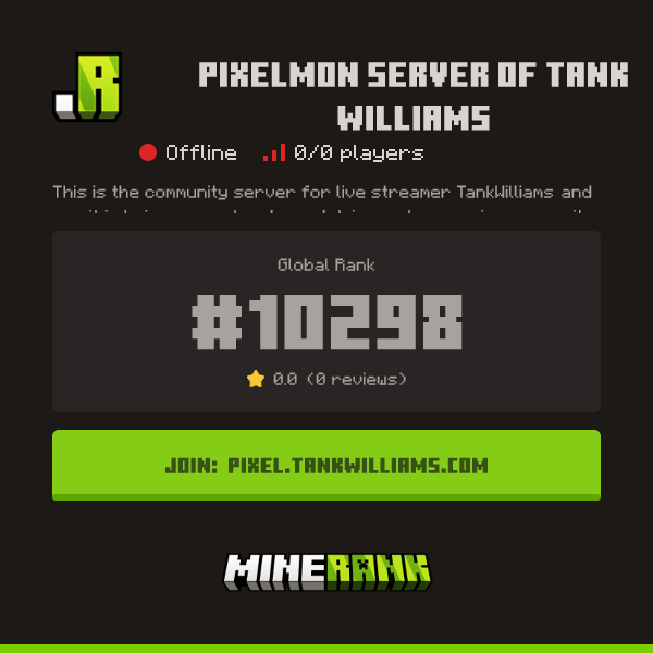 Pixelmon Server Of Tank Williams Server IP, Reviews and Vote Link ...