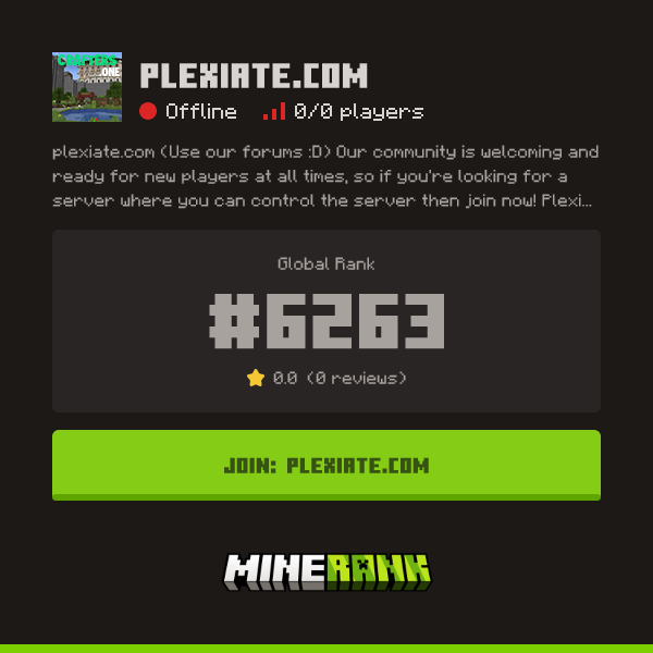 Plexiate.com Server IP, Reviews and Vote Link - Minerank