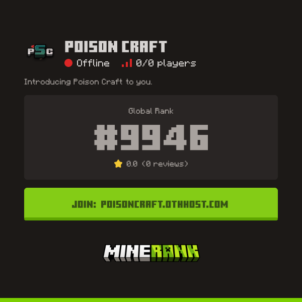 Poison Craft Minecraft Server Reviews - Minerank