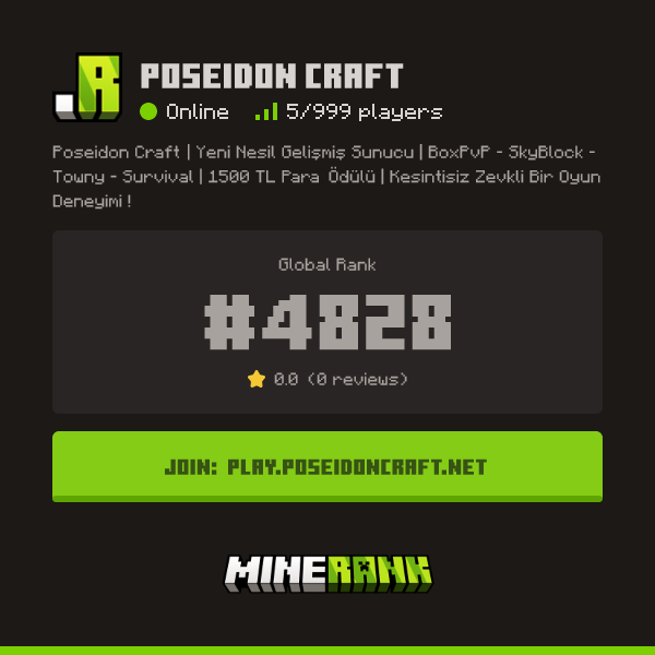 Poseidon Craft Server IP, Reviews and Vote Link - Minerank