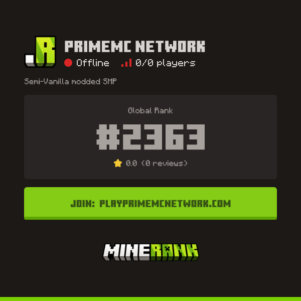 PrimeMC Network Server IP, Reviews and Vote Link - Minerank
