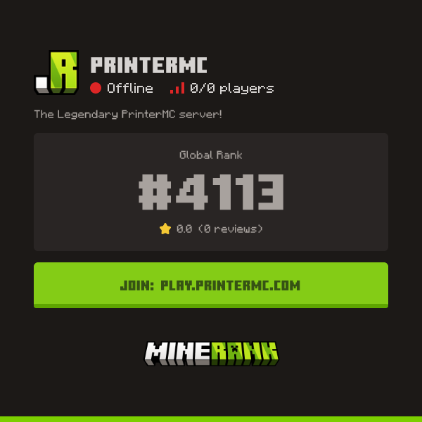 PrinterMC Server IP, Reviews and Vote Link - Minerank