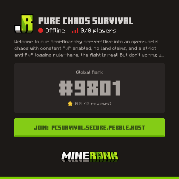 Pure Chaos Survival Server IP, Reviews and Vote Link - Minerank