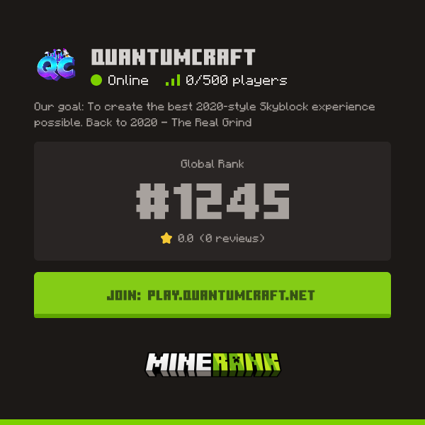 QuantumCraft Server IP, Reviews and Vote Link - Minerank