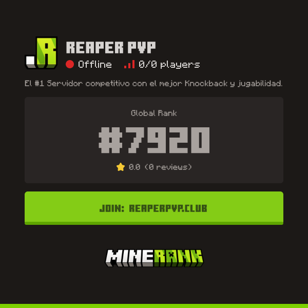 Reaper PvP Server IP, Reviews and Vote Link - Minerank