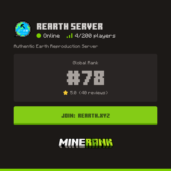 Rearth Server Server IP, Reviews and Vote Link - Minerank