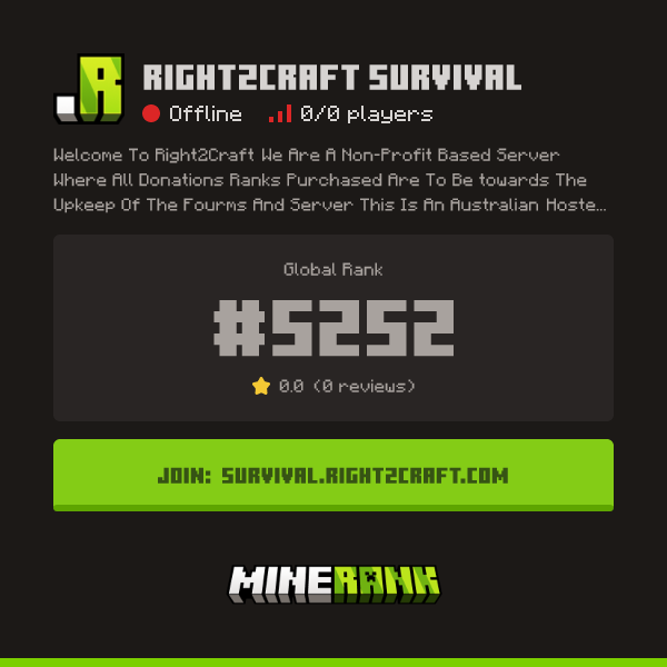 Right2Craft Survival Minecraft Server Reviews - Minerank