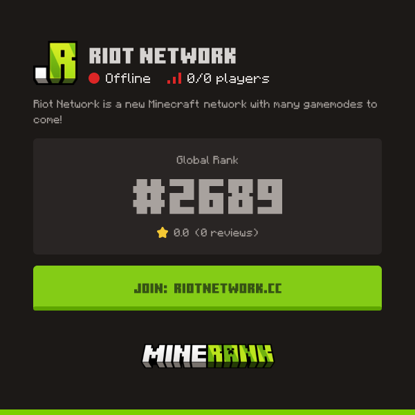 Riot Network Server IP, Reviews and Vote Link - Minerank