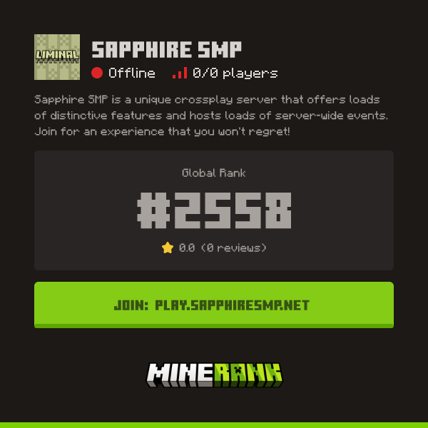 Sapphire SMP Server IP, Reviews and Vote Link - Minerank