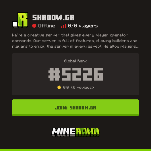 Shadow.GA Server IP, Reviews and Vote Link - Minerank