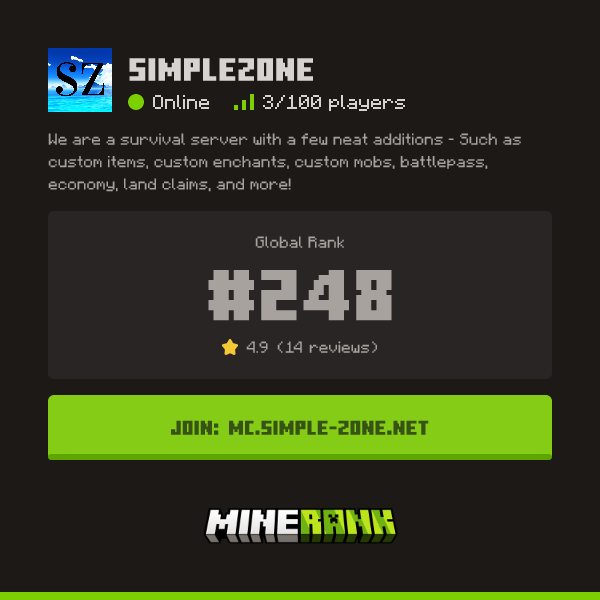 SimpleZone Server IP, Reviews and Vote Link - Minerank