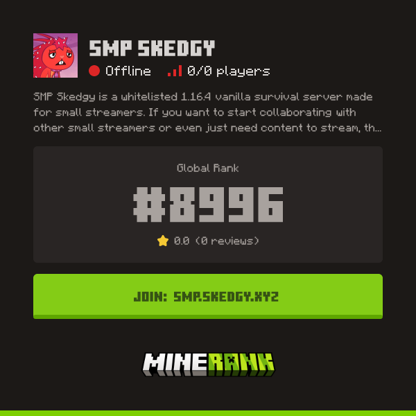 SMP Skedgy Server IP, Reviews and Vote Link - Minerank