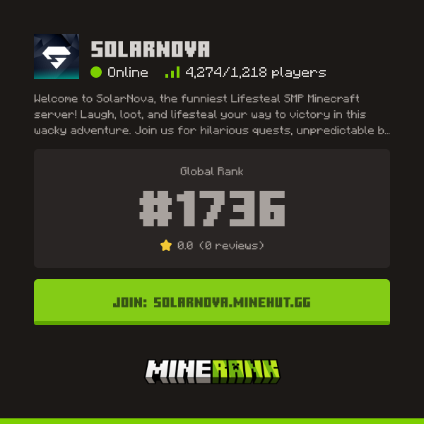 SolarNova Server IP, Reviews and Vote Link - Minerank