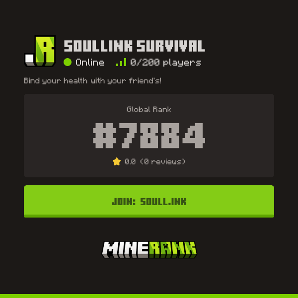 Soullink Survival Server IP, Reviews and Vote Link - Minerank