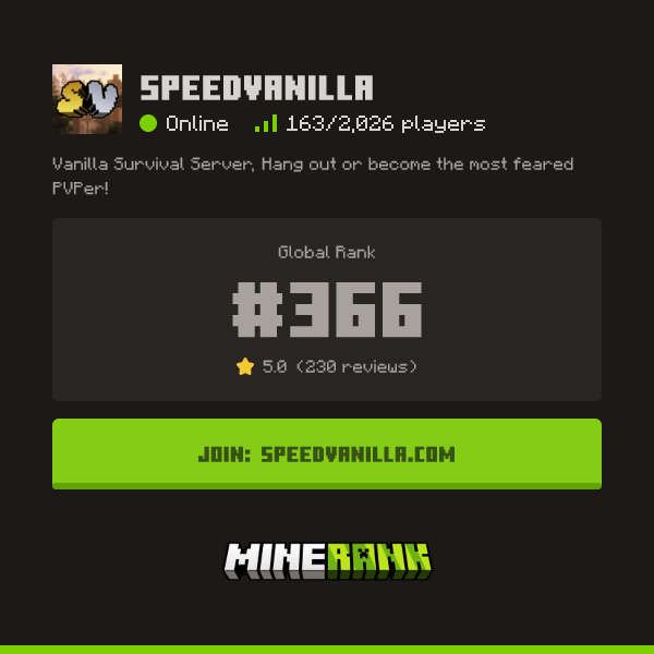 SpeedVanilla Server IP, Reviews and Vote Link - Minerank