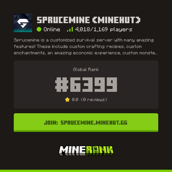 sprucemine (minehut) Server IP, Reviews and Vote Link - Minerank
