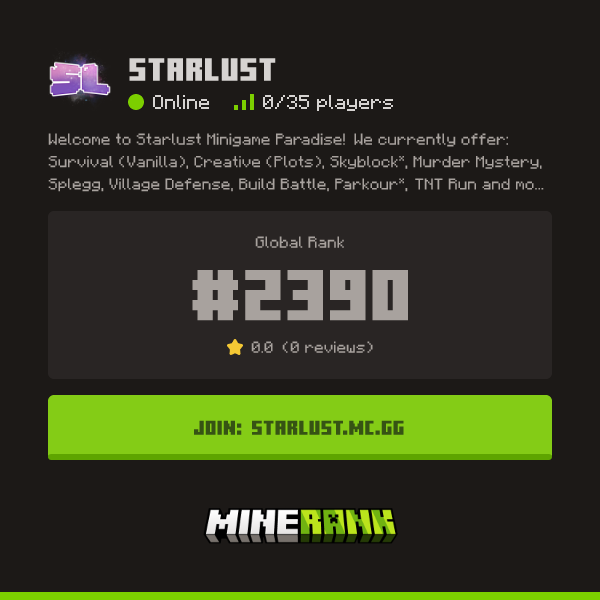 Starlust Server IP, Reviews and Vote Link - Minerank